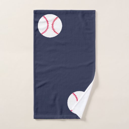 Kids Personalized Baseball Sports Blue Athletic Bath Towel Set | Zazzle