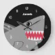 Kids Personalized Cute Gray Shark Black and White Large Clock | Zazzle