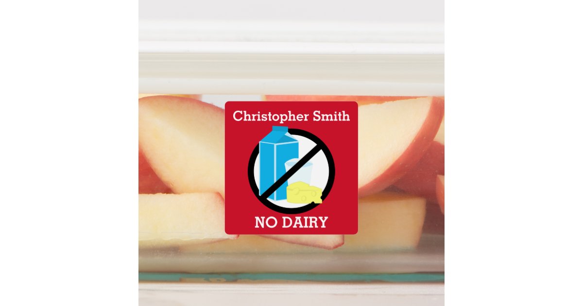Kids Personalized Dairy Allergy Symbol No Dairy Labels | Zazzle