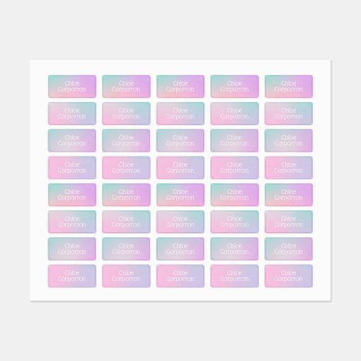 Kids personalized name labels pink purple and teal | Zazzle