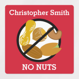 Kids Personalized Nut Allergy Symbol No Nuts Labels | Zazzle