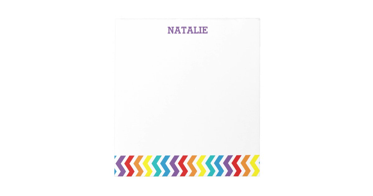 Kids Personalized Rainbow Chevron Modern Feminine Notepad | Zazzle