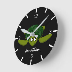 Kids Personalized Sea Turtle Round Clock | Zazzle