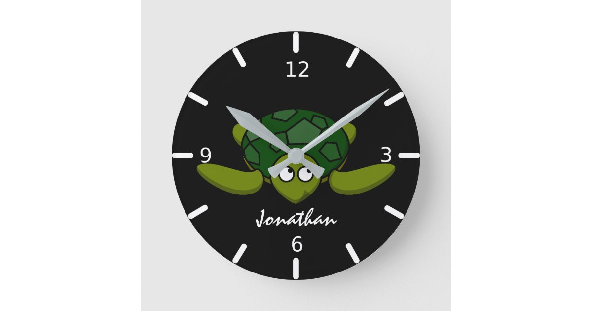 Kids Personalized Sea Turtle Round Clock | Zazzle
