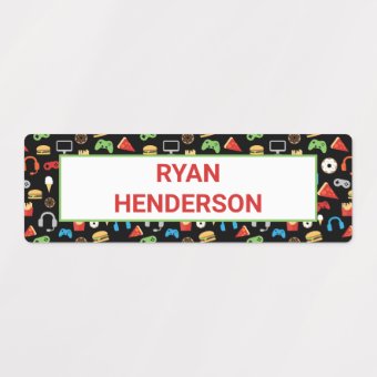 Kids Personalized Video Game Pattern Gamer Kids' Labels | Zazzle