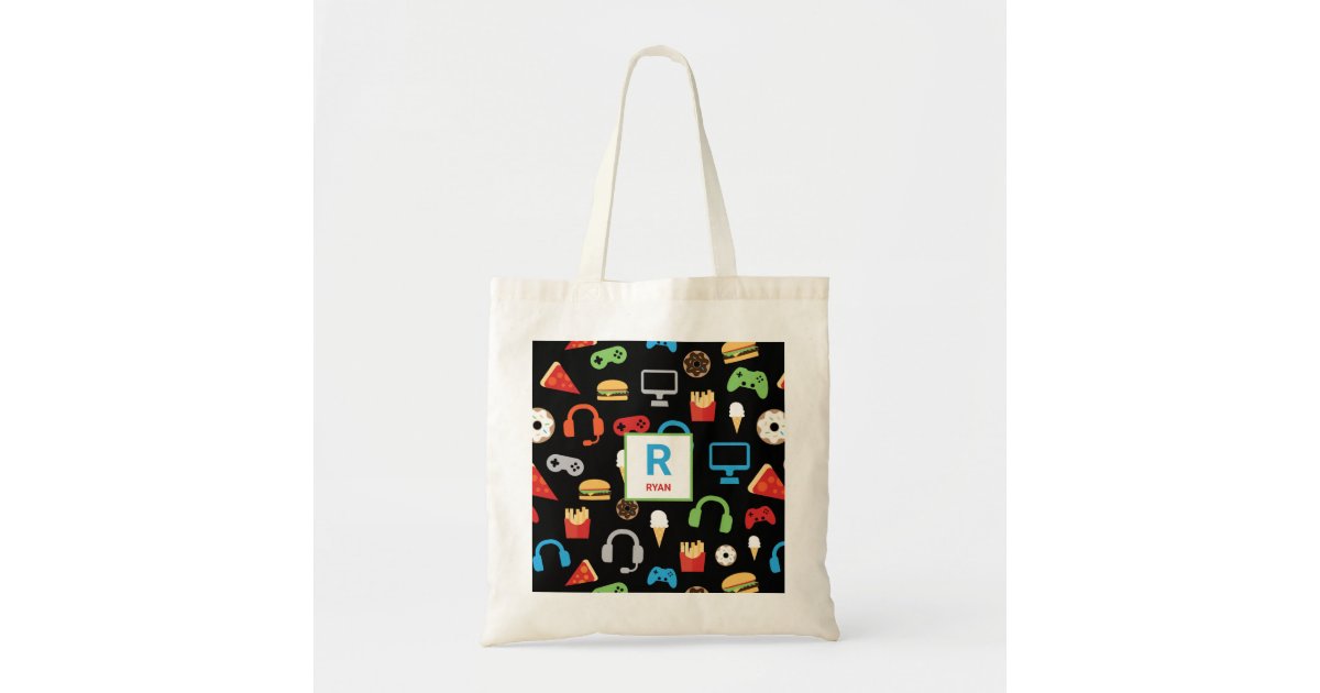 Kids Personalized Video Game Pattern Gamer Tote Bag | Zazzle