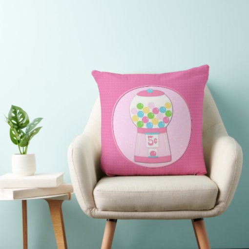 Kids' Pink Bubblegum Machine Throw Pillow | Zazzle