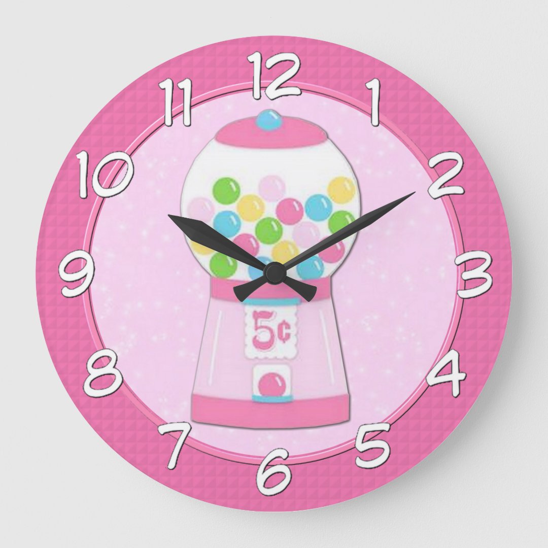 Kids' Pink Bubblegum Machine Wall Clock | Zazzle