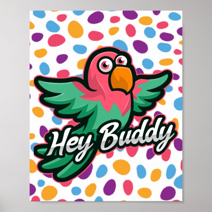 Kids pink cartoon bird poster | Zazzle