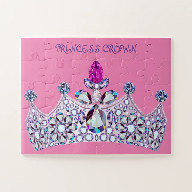 Kids Pink Princess Royal Monarchy Crown Jigsaw Puzzle | Zazzle