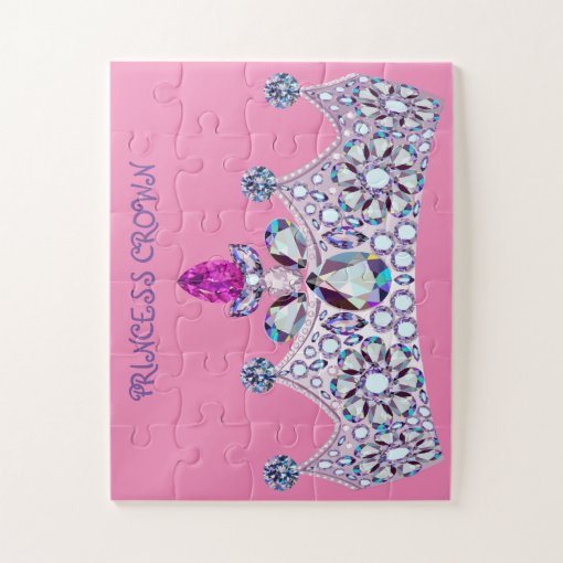 Kids Pink Princess Royal Monarchy Crown Jigsaw Puzzle | Zazzle