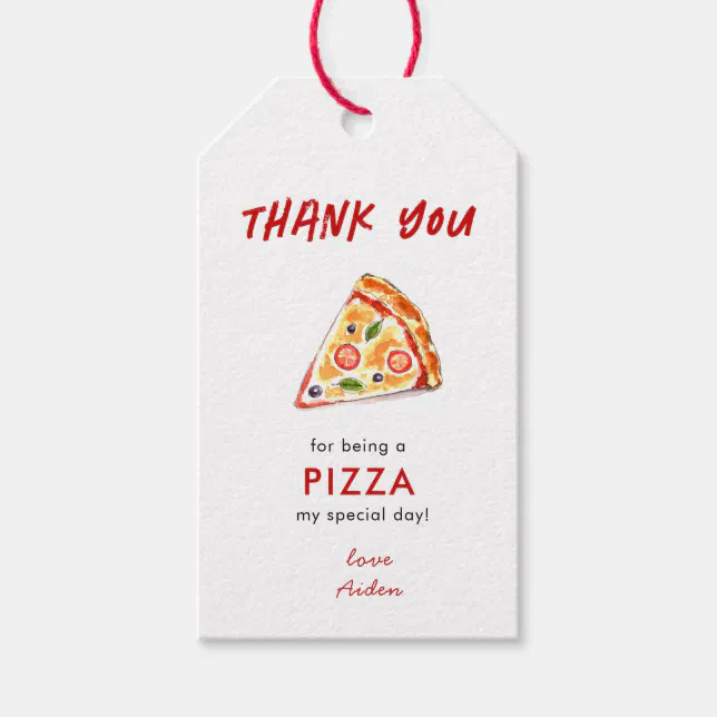 Kids PIZZA Birthday party Thank You Gift Tags | Zazzle