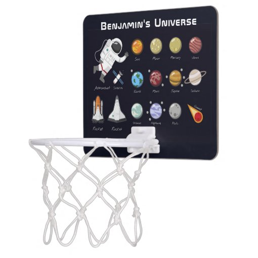 Kids Planets Astronaut Monogram Colorful Universe Mini Basketball Hoop ...