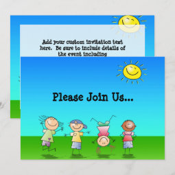 Kids Playing Outdoors on a Sunny Day Invitation | Zazzle