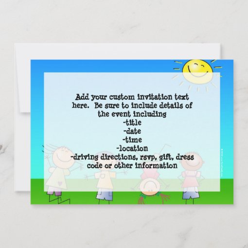 Kids Playing Outdoors on a Sunny Day Invitation | Zazzle