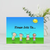 Kids Playing Outdoors on a Sunny Day Invitation | Zazzle
