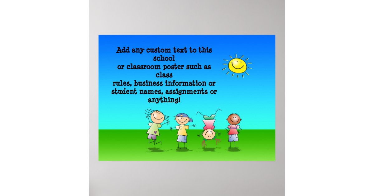 Kids Playing Personalized Classroom Poster | Zazzle