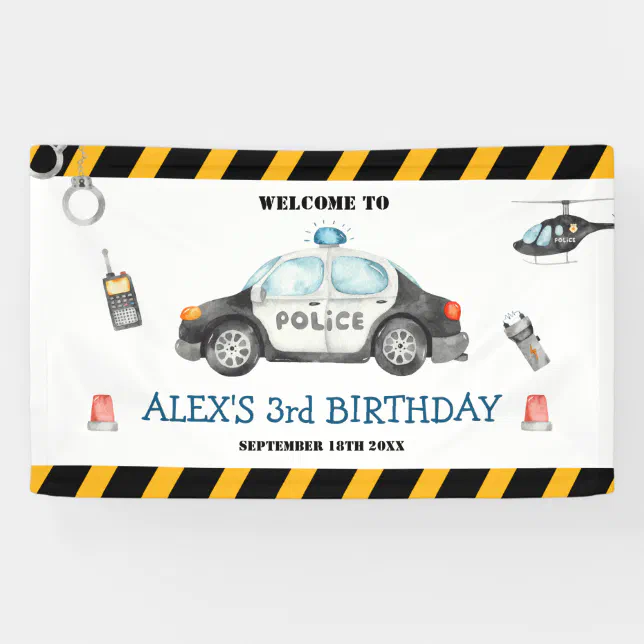 Kid's Police Birthday Party Welcome Large Banner | Zazzle