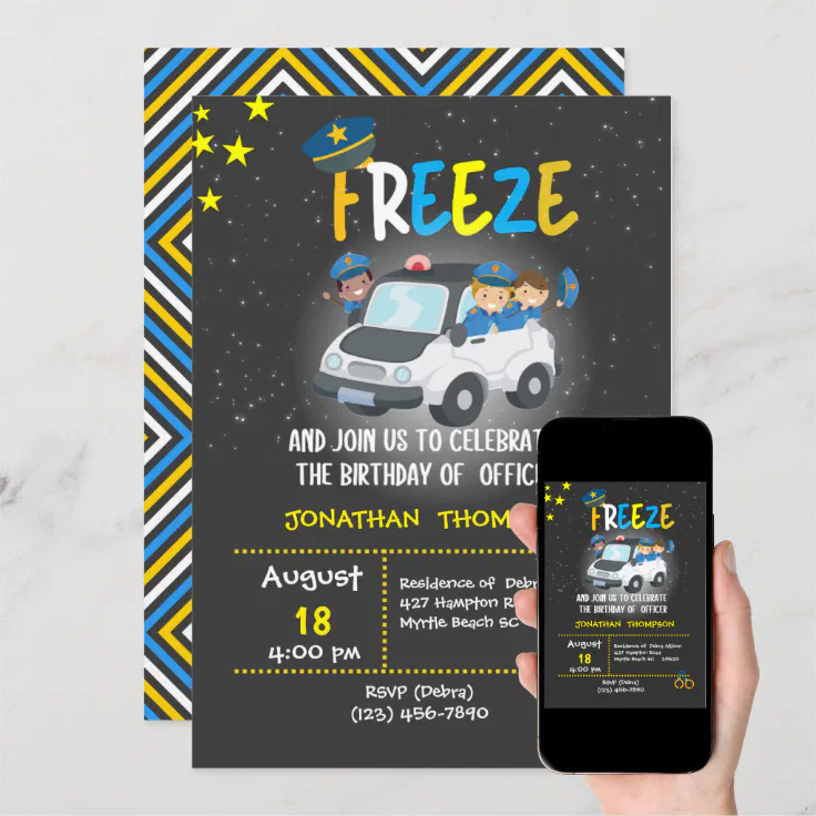 Kids Police Officer Birthday Party Invitation | Zazzle