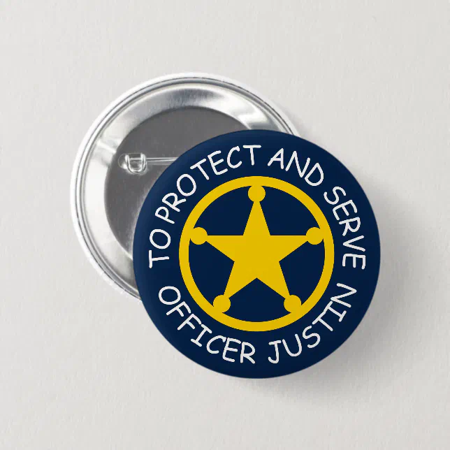 Kid's police officer name badge with sheriff star button | Zazzle