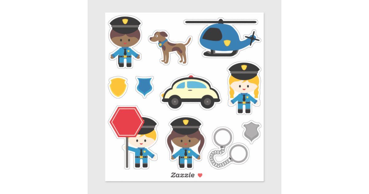Kids Police Officer Sticker | Zazzle