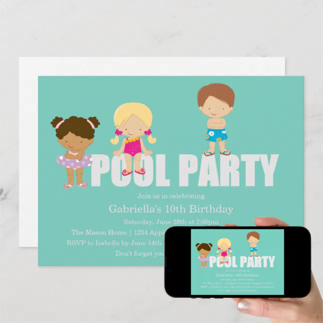 Kids Pool Party | Birthday Party Invitation | Zazzle
