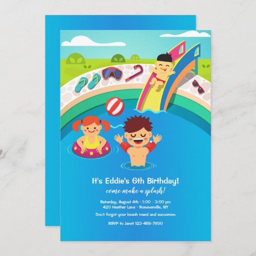 Kid's Pool Party Invitation | Zazzle
