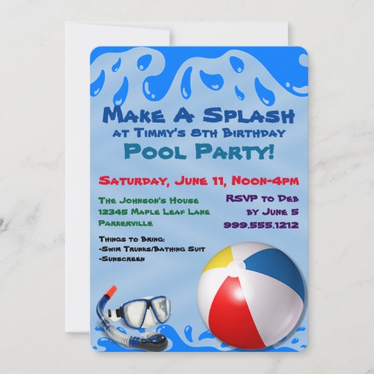 Kids' Pool Party Invitation | Zazzle.com