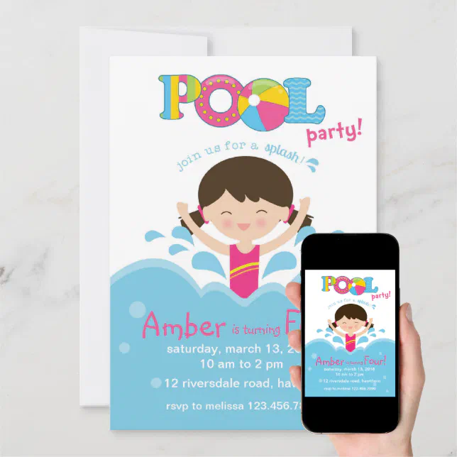 Kids Pool Party Invitation / Pool Invitation | Zazzle