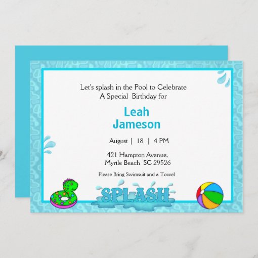 Kids Pool Party Invitations | Zazzle