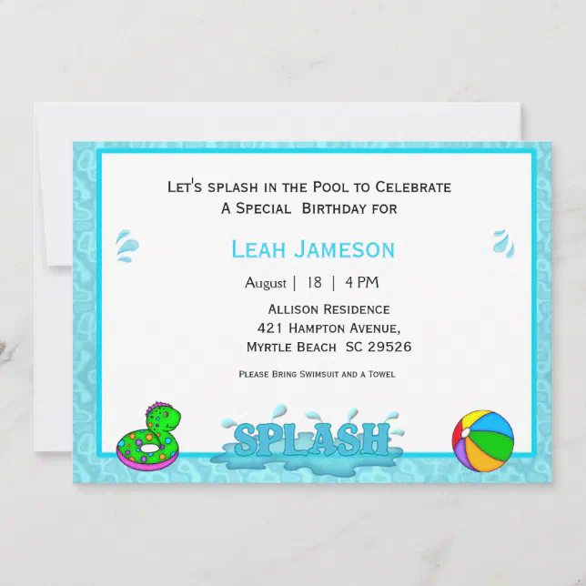 Kids Pool Party Invitations | Zazzle
