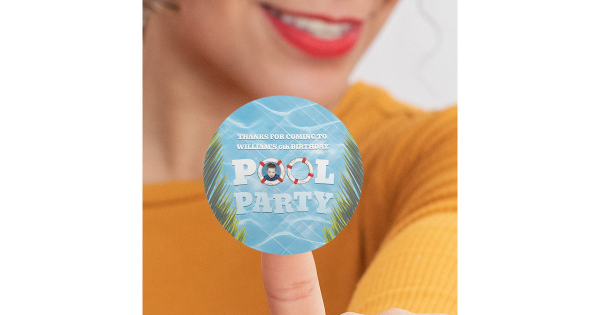 Kids Pool Party Stickers - Birthday Party Supplies | Zazzle