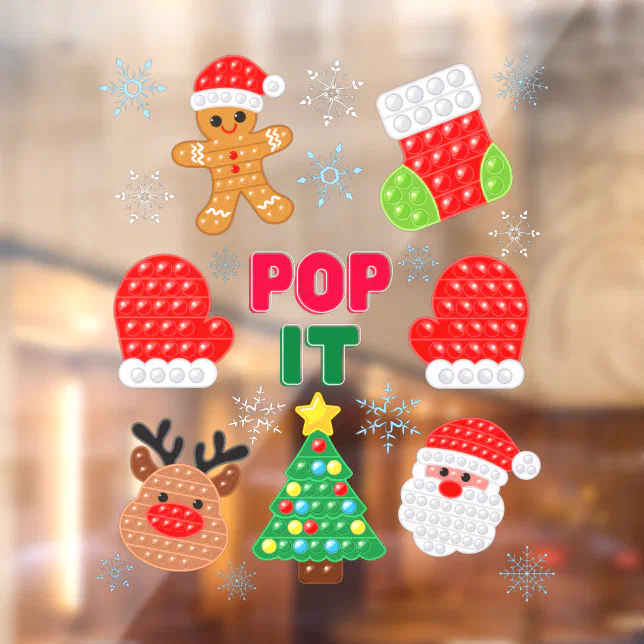 Kids Pop It Christmas Bubble Santa Reindeer Window Cling | Zazzle
