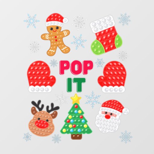 Kids Pop It Christmas Bubble Santa Reindeer Window Cling | Zazzle