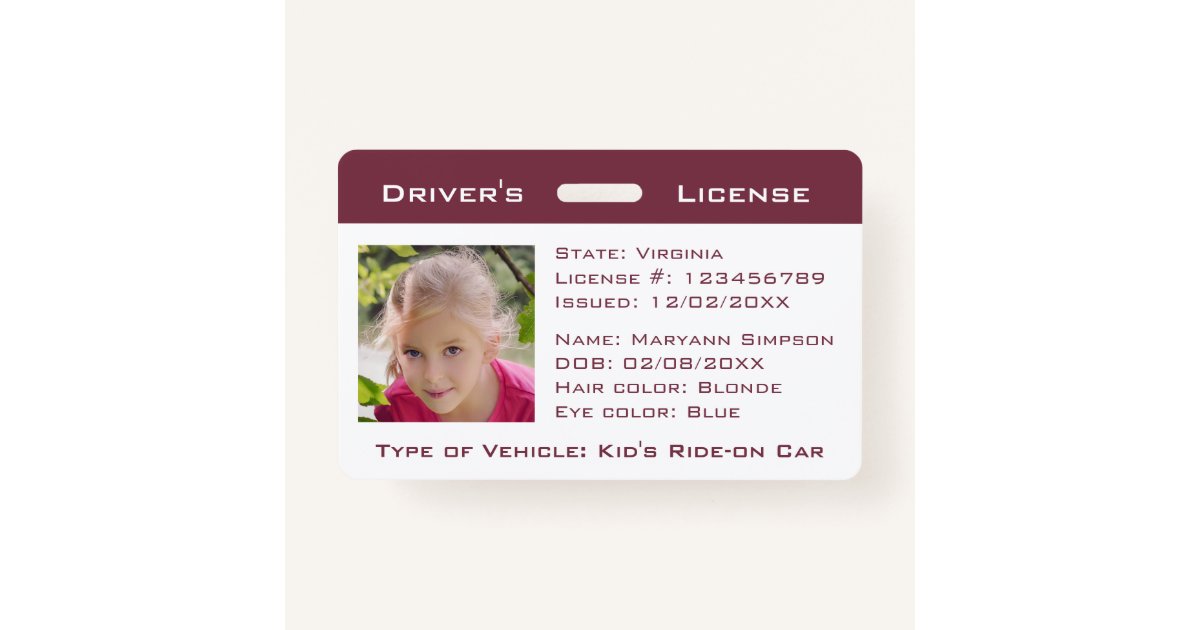 Kids Pretend Driver's License Bike Ride-On Cars Badge | Zazzle