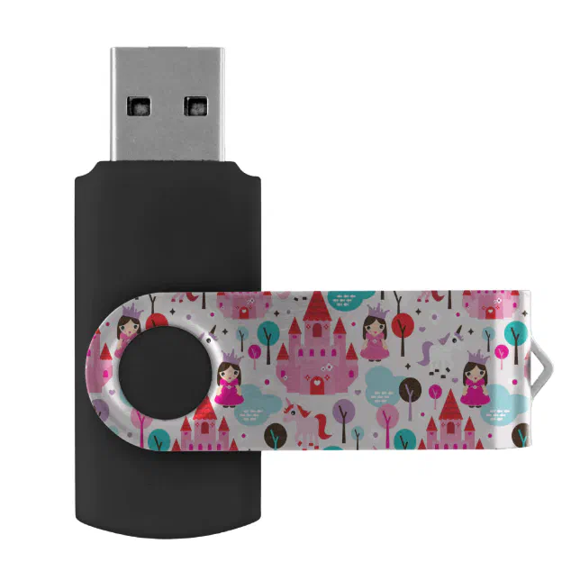 kids princess castle and unicorn flash drive | Zazzle