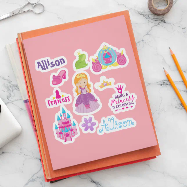 Kids Princess Friends Personalized Fun set Sticker | Zazzle
