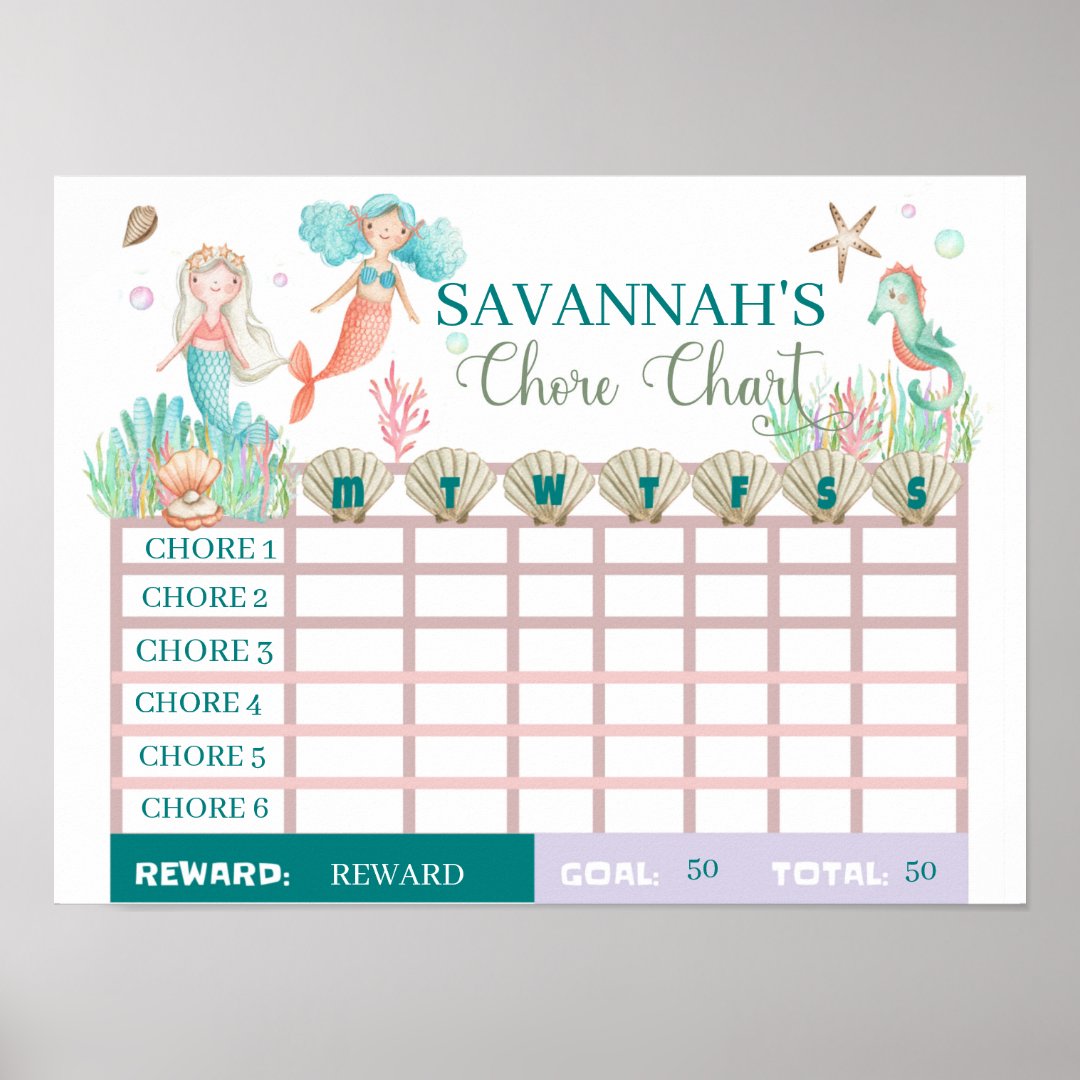KIDS PRINTABLES, KIDS CHORE CHART, BEHAVIORAL CHAR POSTER | Zazzle