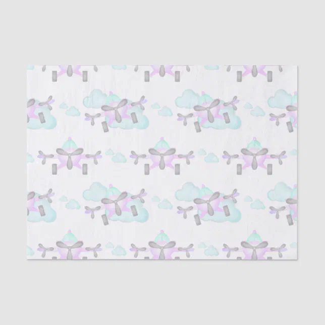 Kids Purple Airplane Flying Aviation Birthday Tissue Paper | Zazzle