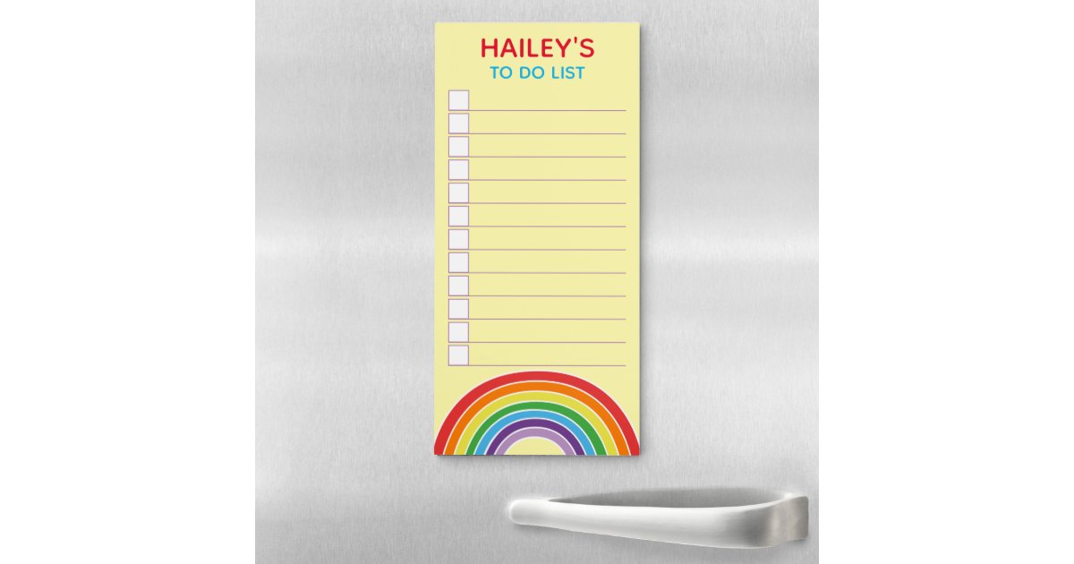 Kids Rainbow Colorful To Do List Chore Checklist Magnetic Notepad | Zazzle