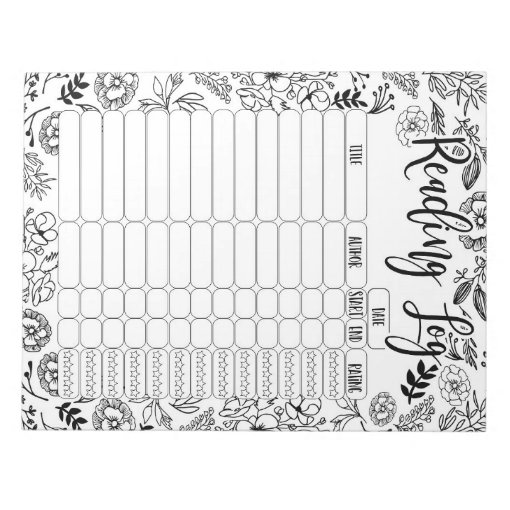 Kids Reading log, homeschool reading log, coloring Notepad | Zazzle