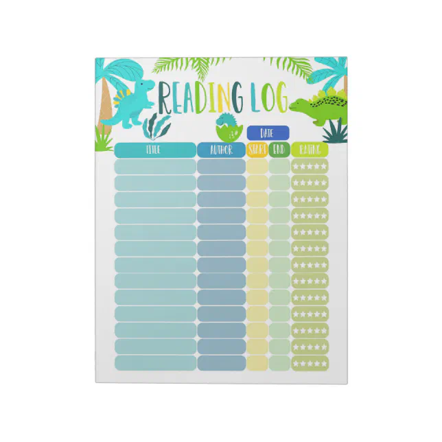 Kids Reading log homeschool reading log, dinosaur Notepad | Zazzle