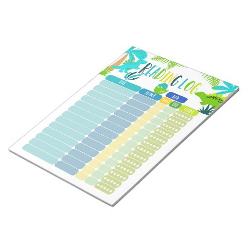 Kids Reading log homeschool reading log, dinosaur Notepad | Zazzle