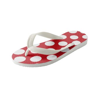 Kids Red and White Polka Dot Flip Flops | Zazzle