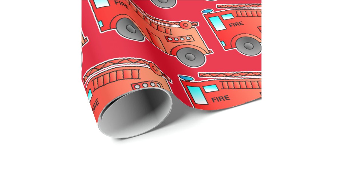 Kids Red Fire Truck Wrapping Paper | Zazzle