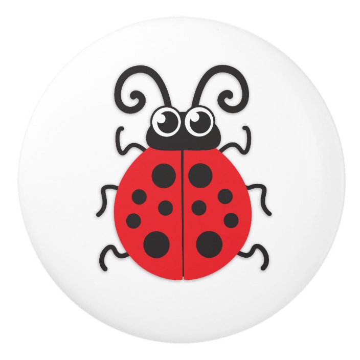 Kids red ladybug ladybird insect graphic doorknob ceramic knob | Zazzle.com