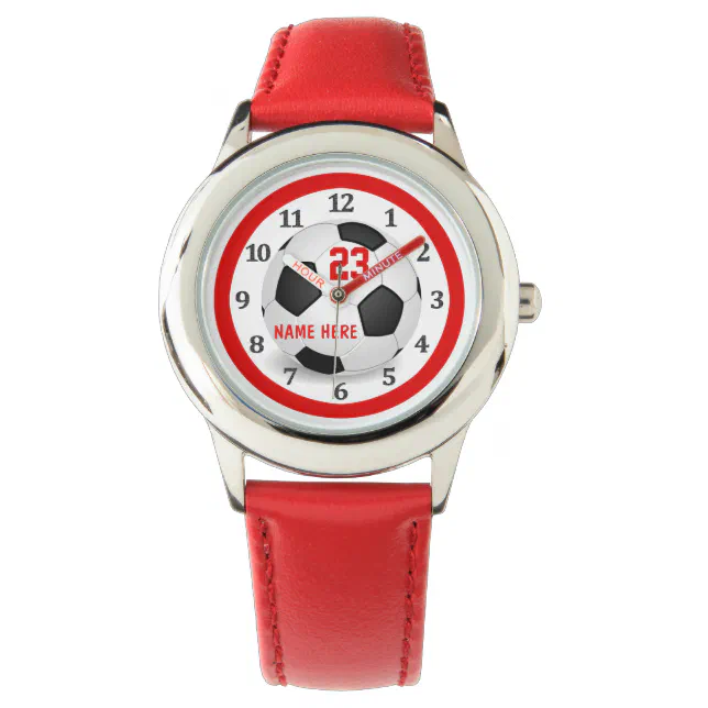 Kids Red Soccer Watches for Boys and Girls | Zazzle