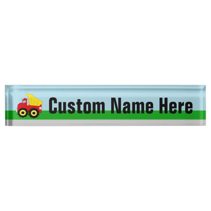 Kid's Red/Yellow Dump Truck on Road Name Plate | Zazzle.com
