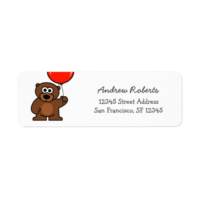 Kids return address labels with cute teddy bear | Zazzle