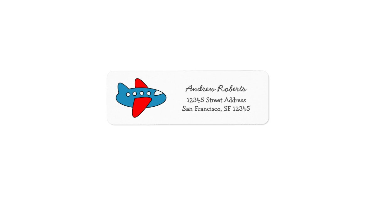 Kids return address labels with toy airplane | Zazzle